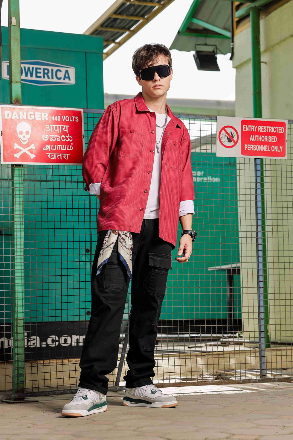 Maroon Red Textured Fabric Relaxed Fit Full Sleeve Shacket Shirt ...